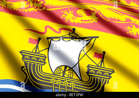 New Brunswick waving and closeup flag illustration. Perfect for ...