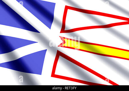 Newfoundland And Labrador waving and closeup flag illustration. Perfect ...