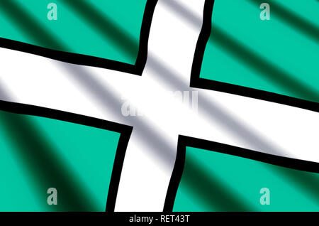 Devon waving and closeup flag illustration. Perfect for background or ...