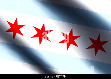 Chicago stylish waving and closeup flag illustration. Perfect for ...