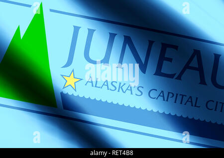 Juneau Alaska stylish waving and closeup flag illustration. Perfect for ...