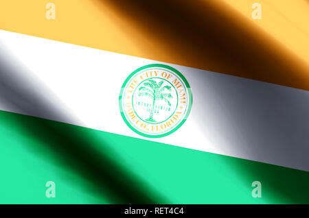 Miami Florida stylish waving and closeup flag illustration. Perfect for ...