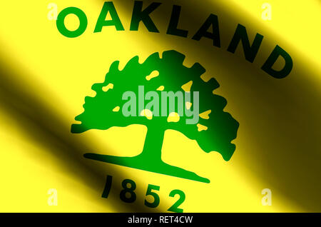 Oakland California waving and closeup flag illustration. Perfect for ...