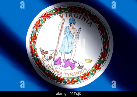 Virginia stylish waving and closeup flag illustration. Perfect for ...