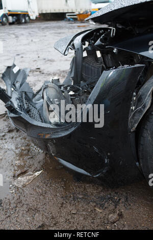 Car crash / vehicle damage; Head on crash, front bumper damage Stock ...