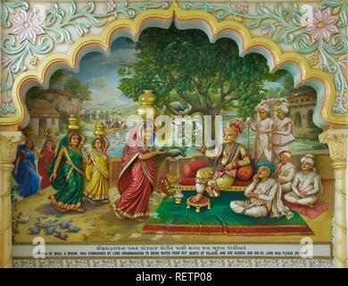 Mural, Shri Swaminarayan Mandir, Hindu Temple, Mombasa, Kenya Stock ...