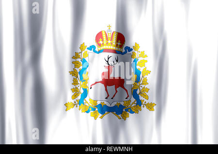 Nizhny Novgorod Region stylish waving and closeup flag illustration ...