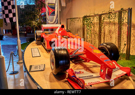 Formula One Ferrari F1-2000 model race car in the Ferrari World on Yas ...