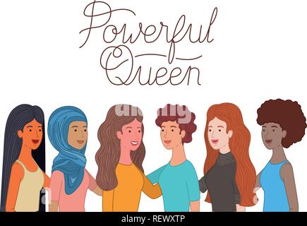 women with label powerful queen avatar character Stock Vector Image ...