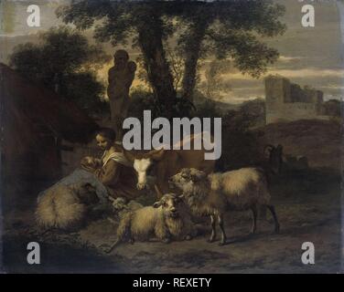 Italian Landscape with Shepherdess and Flocks, 1708 Stock Photo - Alamy