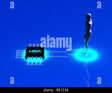 Human digital technology, US chip core, network data transmission Stock ...