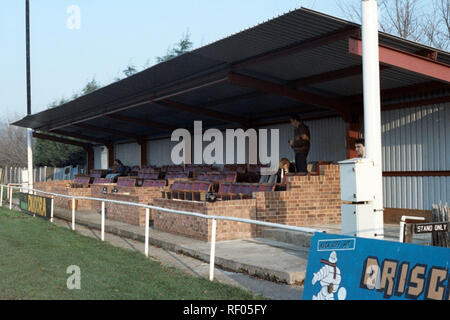 The main stand at Collier Row FC Football Ground, Sungate, Havering ...