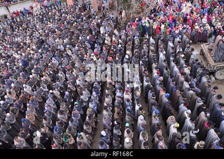 Shopian, India. 23rd Jan, 2019. There were 30 rounds of funeral prayers ...