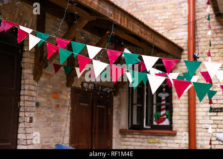 Decorate flags in Uzupis. Lithuania, Vilnius Stock Photo - Alamy