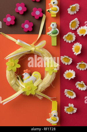 Easter composition with red eggs Stock Photo - Alamy