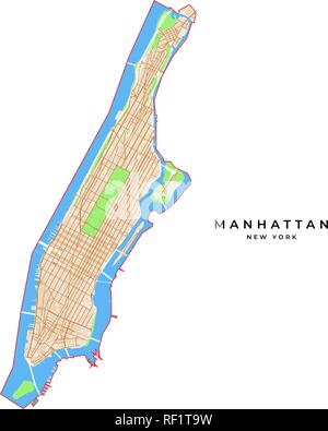 Streets of Manhattan - outline map Stock Vector Image & Art - Alamy