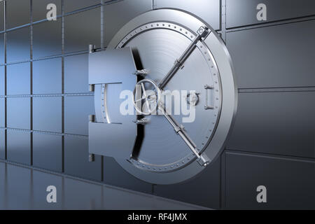 3d rendering metallic bank safe or steel safe open Stock Photo - Alamy