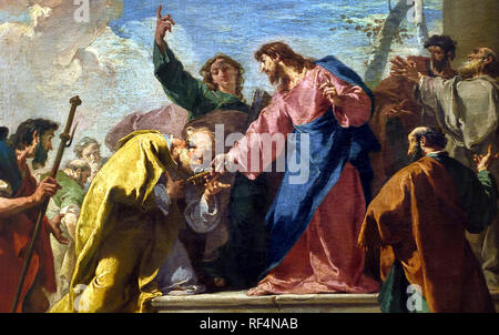 Christ giving the keys to Saint Peter by Vincenzo Catena Stock Photo ...