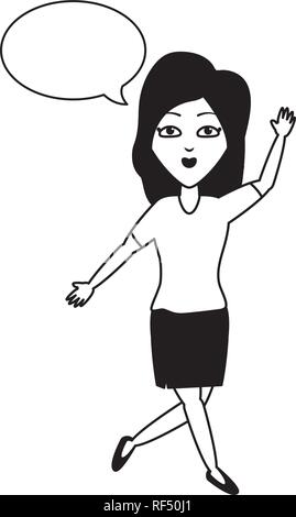 cartoon woman waving with speech bubble Stock Vector Image & Art - Alamy