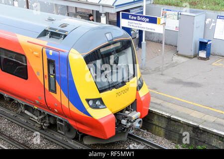 South Western railway class 707 train at London Waterloo showing the ...
