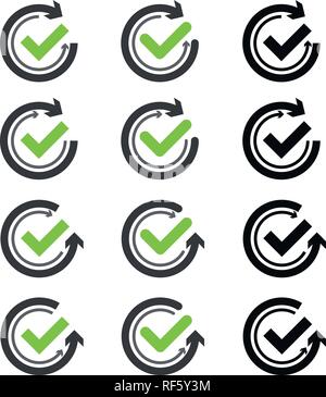 Flat icon of graphical symbol of movement, rotation, cyclic recurrence ...