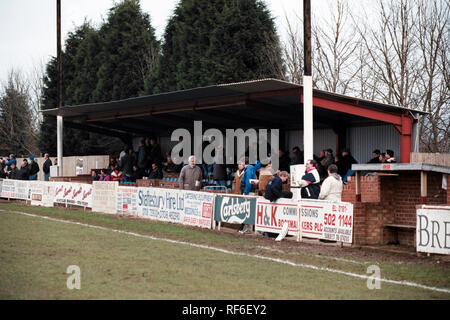 The main stand at Collier Row FC Football Ground, Sungate, Havering ...