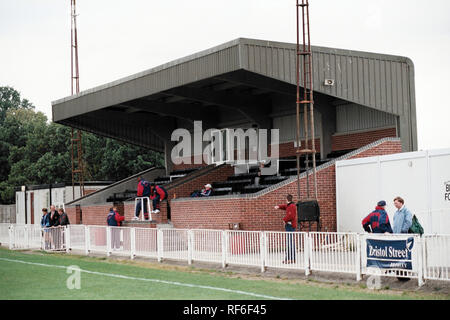 The main stand at Hayes FC Football Ground, Church Road, Hayes, London ...