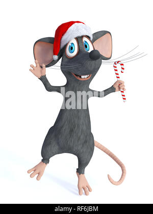 A cute smiling cartoon mouse jumping for joy. White background Stock ...