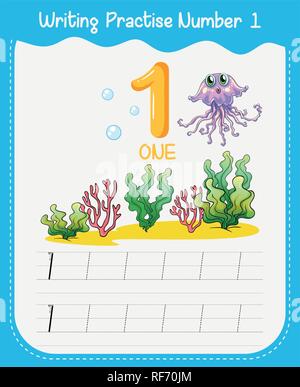 Number one tracing worksheets illustration Stock Vector Image & Art - Alamy