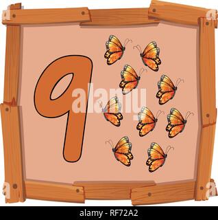 A cartoon illustration of the number nine with an insect theme Stock ...