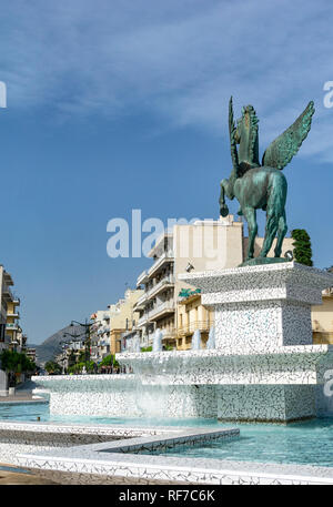Statue of Pegasus, emblem of the city of Corinth, Greece Stock Photo ...