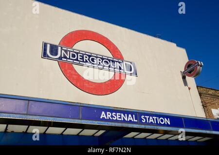 Arsenal Underground Station on the Piccadilly line with people outside ...