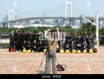 Group photograph, School excursion, Odaiba, Tokyo, Japan, Asia Stock ...