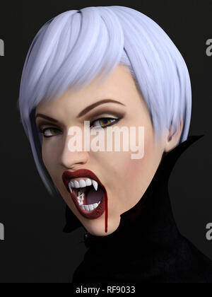 Vampire woman with blood dripping from her lips Stock Photo - Alamy