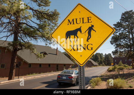mule crossing sign grand canyon village Stock Photo - Alamy