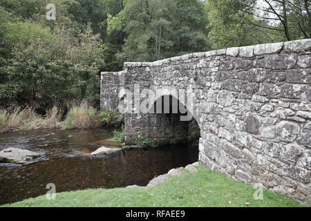 Fingle Bridge over the River Teign, Dartmoor, England Stock Photo - Alamy