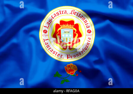 Lancaster Pennsylvania stylish waving and closeup flag illustration ...