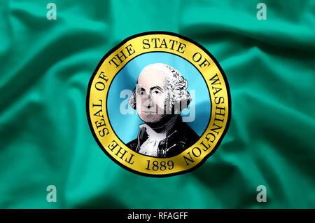 Washington stylish waving and closeup flag illustration. Perfect for ...
