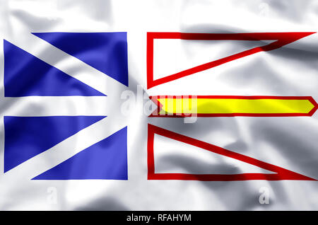 Newfoundland And Labrador stylish waving and closeup flag illustration ...