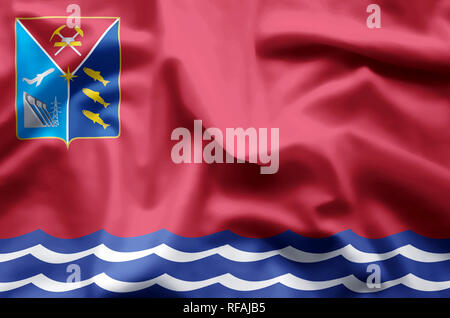 Magadan stylish waving and closeup flag illustration. Perfect for ...