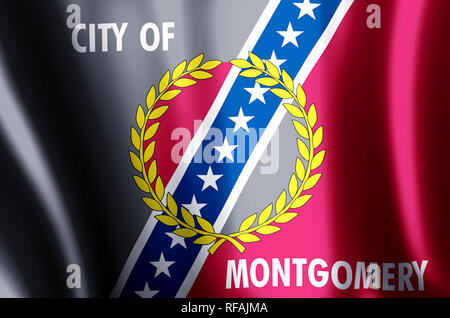 Montgomery Alabama stylish waving and closeup flag illustration ...