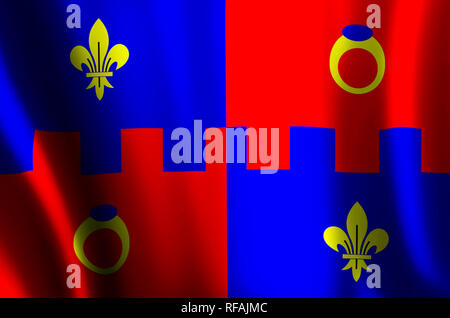 Montgomery County stylish waving and closeup flag illustration. Perfect ...