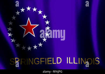 Springfield Illinois stylish waving and closeup flag illustration ...