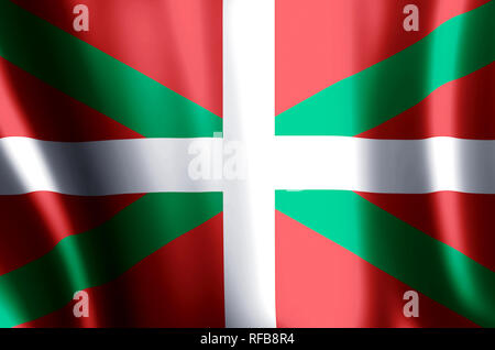 Basque Country stylish waving and closeup flag illustration. Perfect ...