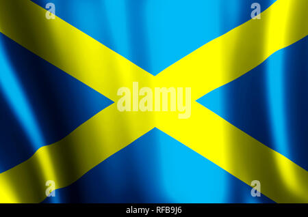 Saint Alban Cross stylish waving and closeup flag illustration. Perfect ...