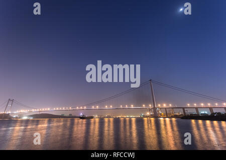 cable-stabled bridge at night,china Stock Photo - Alamy