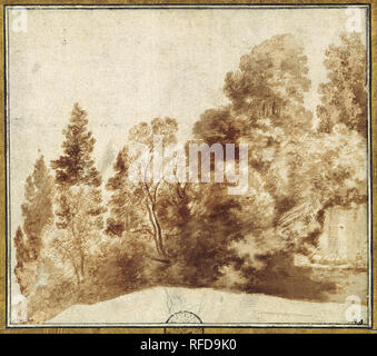 Group of Trees at a Wall 1630 by Herman van Swanevelt Stock Photo - Alamy