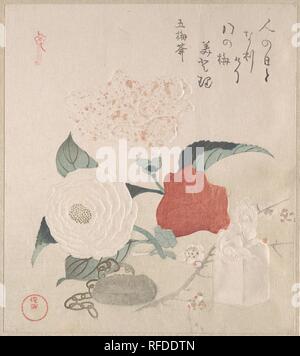 Camellia Flowers, a Netsuke and a Seal 19th century Kubo Shunman ...