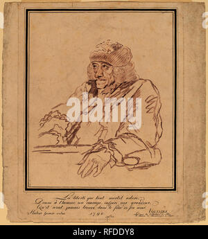 Jean Huber, Voltaire, Swiss, 1721-1786, 1790, stipple engraving in red ...