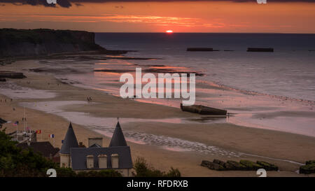 D Day Artificial port Winston at Arromanches Mulberry harbour Landing ...